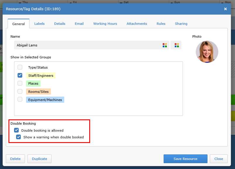 Allowing or Preventing Double Booking of Resources in Your Schedule