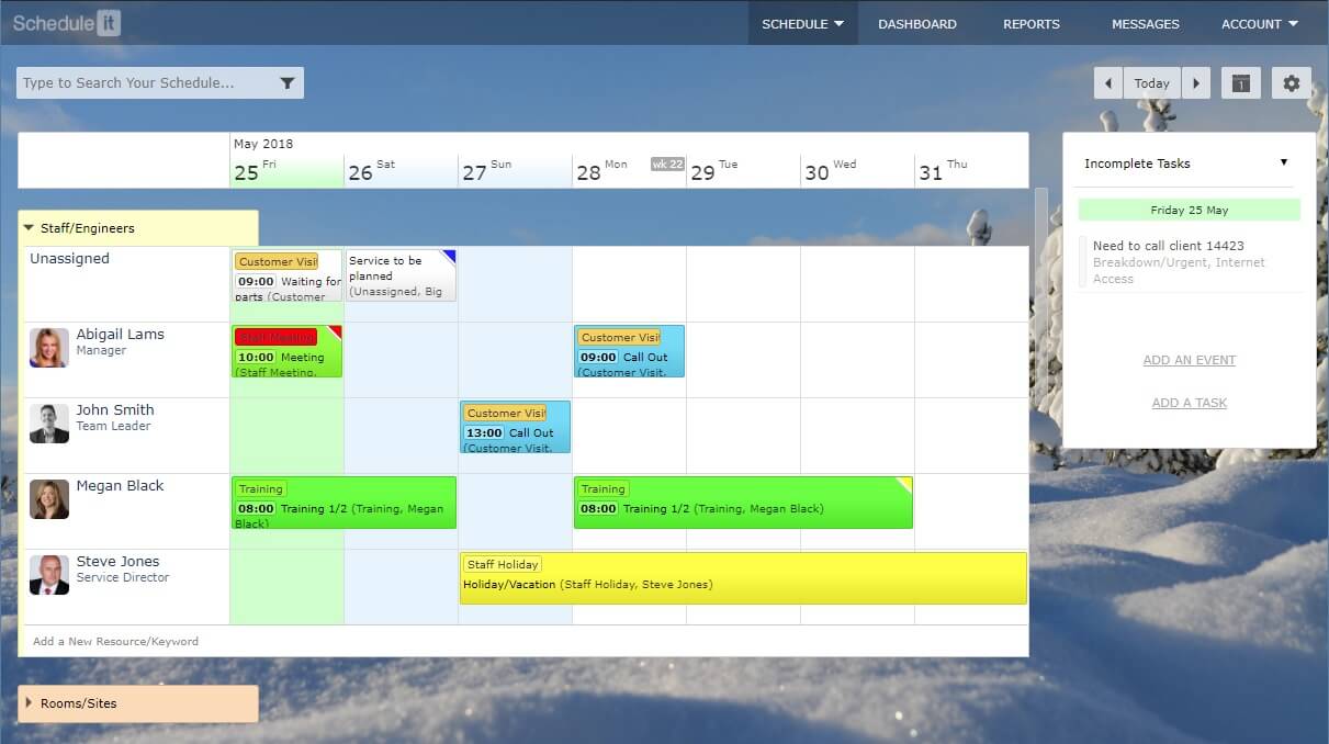 Setting a theme, colors, background and photo for your schedule